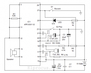 Voice Recorder and Playback Circuit APR 9301 Working and Applications