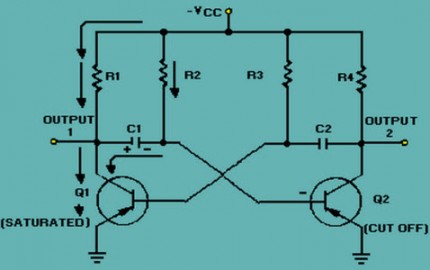 Astable Multivibrator using a 555 Timer IC Working