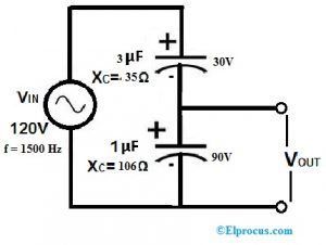 Capacitive Voltage Divider : Circuit, Working, Examples & Its Applications