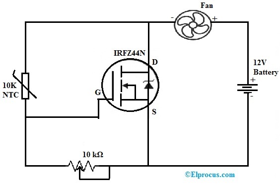 Temperature Controlled Fan with MOSFET Transistor Temperature Controlled Fan with MOSFET Transistor